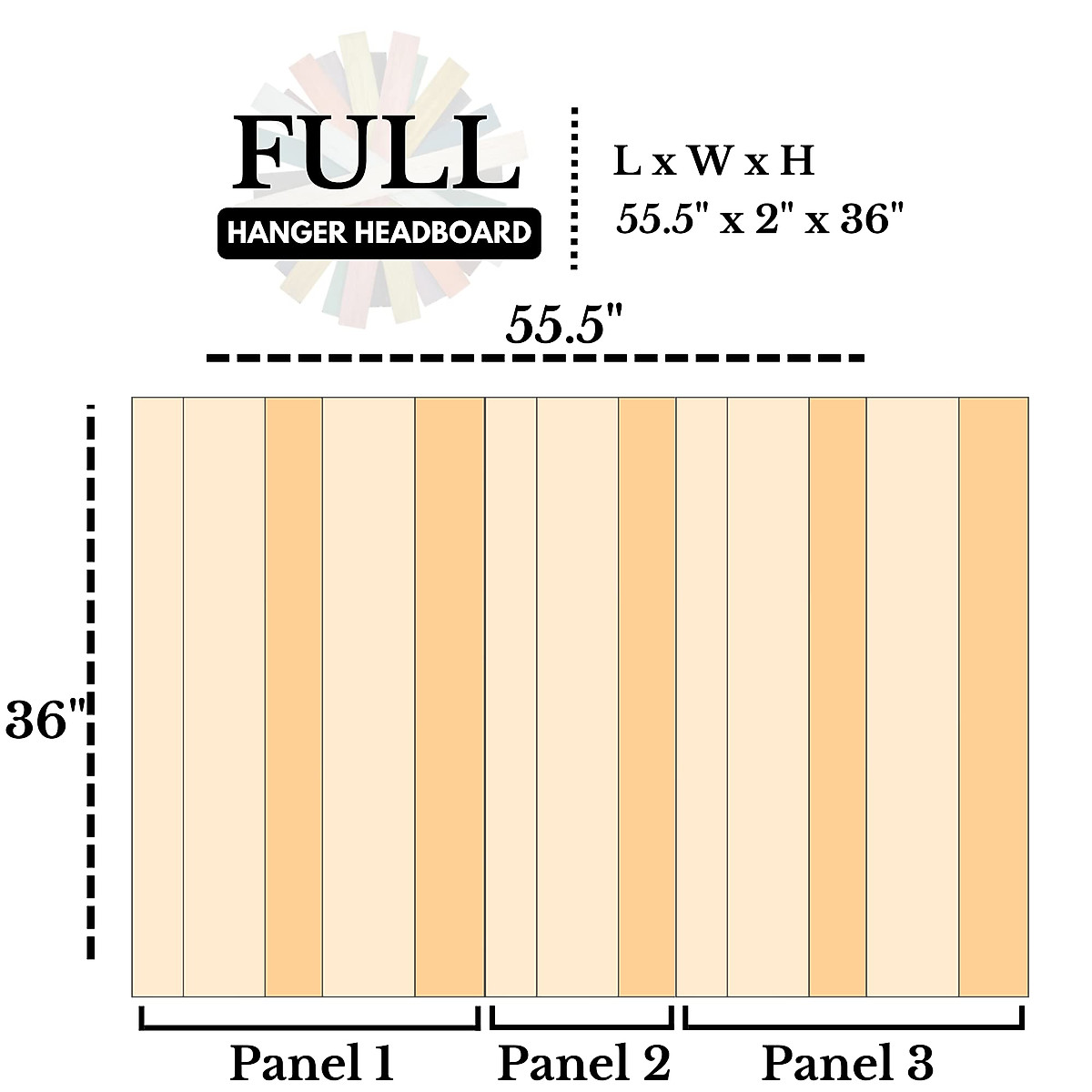 Barn Walls Retro Mix Headboard Full Size, Hanger Style, Handcrafted. Mounts on Wall. Easy Installation