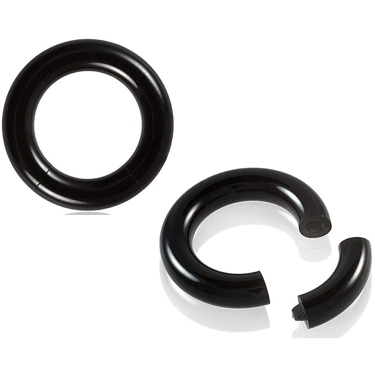 Luxe Modz BodyJewelryOnline PAIR of Black Acrylic Segment Rings, Captive Bead, 8 Gauge (1/2” 16mm) Thickness, Hypoallergenic, Nickel-Free, Stylish, Super LightWeight