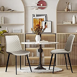 seonyou Beige Dining Chairs Set of 6 for Kitchen Dining Room, Upholstered Leather Mid Century Modern Dining Chair