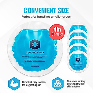 ICEWRAPS Reusable Hot & Cold Gel Packs for Pain Relief - 5 Pack with Cloth Backing for Injuries, Surgery, Toothache (5 Pack)