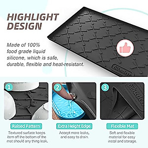 SIKADEER Under Sink Mat for Bathroom Waterproof, 22" x 19" Silicone Under Sink Liner Bathroom Cabinet Shelf Protector, Kitchen Bathroom Cabinet Mat, Under Bathroom Sink Drip Tray Liner (Black)