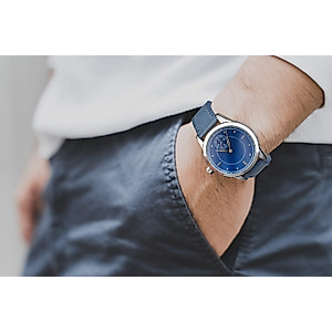 ANNEFIT Watch Band 17mm with Stainless Silver Buckle - Classic Oil Wax Leather Quick Release Watch Strap (Blue)