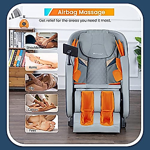 Massage Chair,Full Body Zero Gravity Recliner Chair with Smart Large Screen Bluetooth Speaker Wormwood Back and Calf Heating Therapy Foot Roller Air Massage System for Home Office,Black