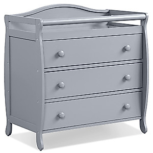 Costzon 3-Drawer Changing Table, Infant Diaper Changing Station with Drawers, Safety Rails & Strap, Baby Changing Table Dresser for Nursery, Easy Assembly (Gray)