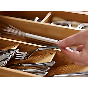 Joseph Joseph DrawerStore Compact Utensil Organizer For Kitchen Drawer Silverware, Flatware Tray, Large, Bamboo