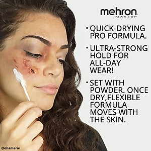 Mehron Makeup Liquid Latex | SFX Makeup | Halloween | Latex Glue for Skin | Prosthetic Glue 1 fl oz (30 ml) (Light Flesh)