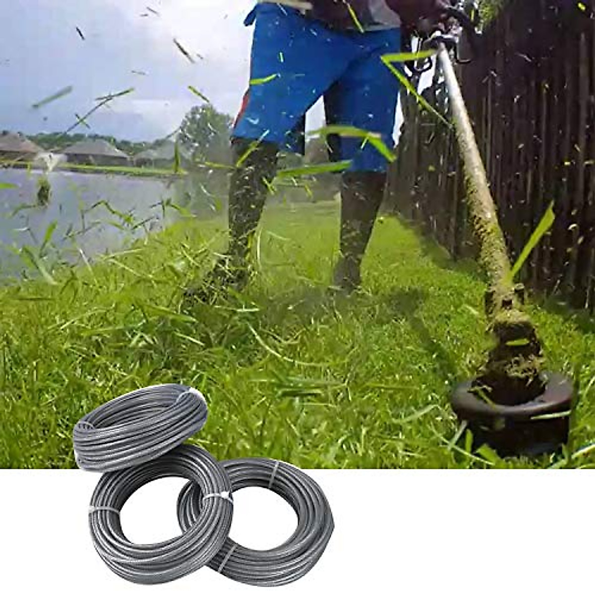 Anleolife Round Heavy Duty .095-Inch-by-190-ft Steel String Trimmer Line in Donut, Thicker Weed Eater