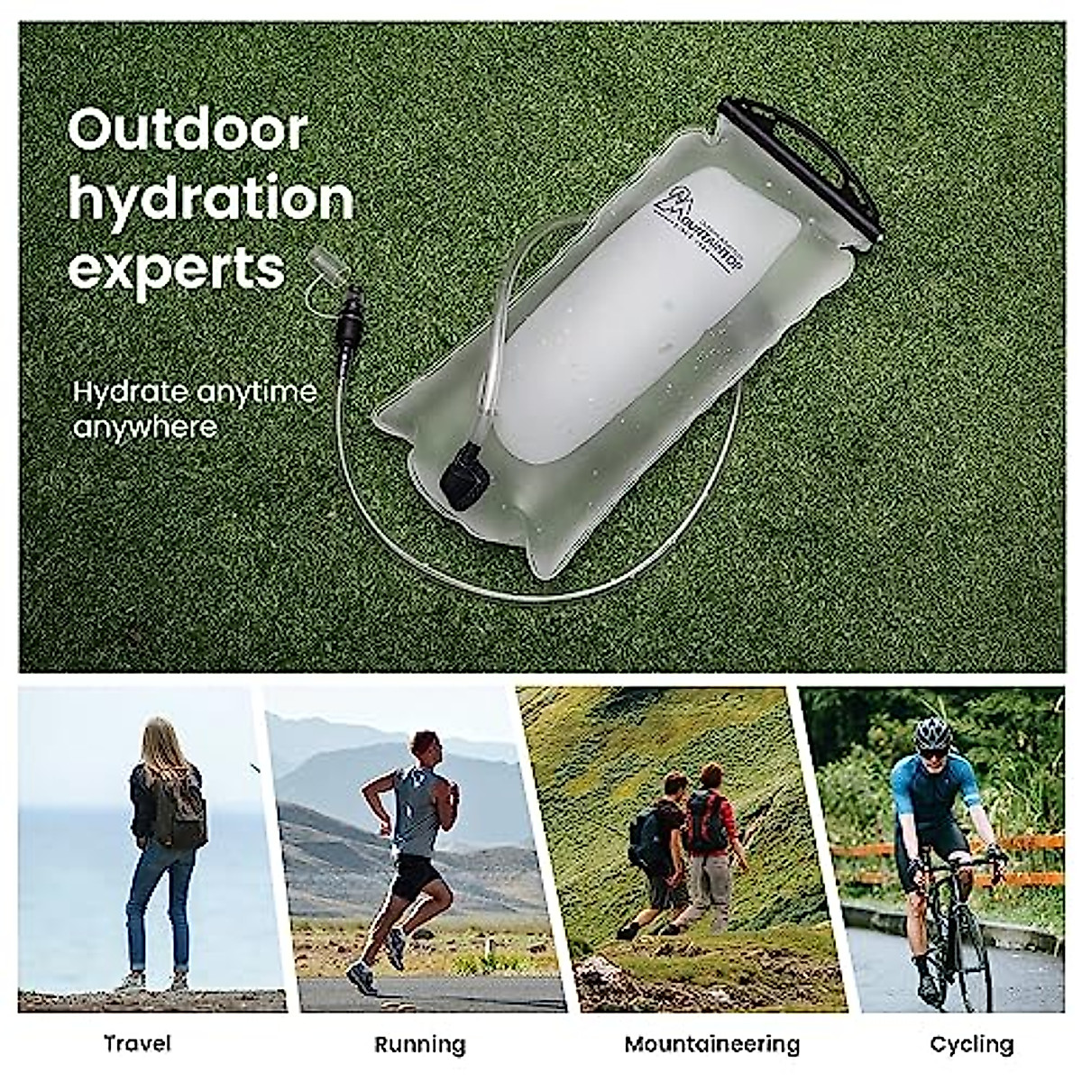 MOUNTAINTOP 40L Hiking Backpack with 3L Hydration Bladder for Women & Men Outdoor Travel Camping Day Pack with Rain Cover, 21.7 x 13 x 7.9 in,Black