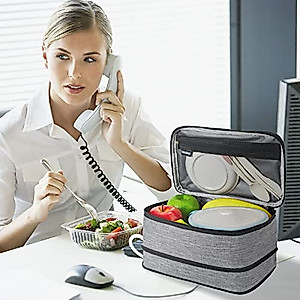 Lunch Bag For Men & Women,Expandable Bag For Lunch Box,Canvas Small Lunch Bag With Handheld Insulated Lunch Bag,11 * 7 Inch Suitable for age 6+ Cold/Warm For 6 Hours,Grey Adult Lunch Bags