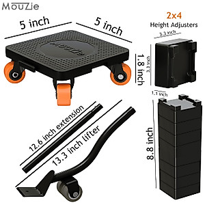 Heavy Duty Furniture and Appliance Roller Sliders Dolly Movers Set of 4 Cart Moving Coasters with Wheels, Lifter Tool Jack Can Lift and Move Up to 1500 lbs for Hardwood Floors Tiles Carpets Concrete