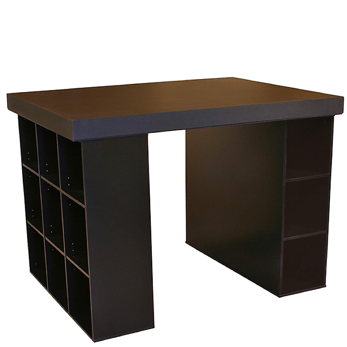 Project Center Desk with Bookcase and 3 Bin Cabinet-Black