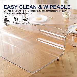 Large Clear Hardwood Floor Protector - Transparent PVC Desk/Chair Mat, 1.5mm Thick Waterproof Rectangle PVC Vinyl Plastic Rug, Easy to Clean, 32 40 48 56 64 72 80 88 96 104 112 120 128 136 144 152 in