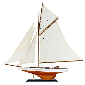 NAUTIMALL 25" Wooden Sailboat Model Classic Columbia America's Cup Ship Nautical Yacht Sailboat Decor