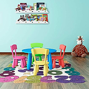 URBN White Two Shelf Set Wall Mounted Floating Shelves 22 inch, Book Storage Ledge Organizer Home Decor Display for Nursery or Kids Room