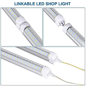 TOPTRONED (10-Pack) 8ft LED Shop Light Fixture,V Shape 120W 19000LM 5000K (Daylight White),8 Foot, 96'' T8 Integrated LED Tube, Linkable Led Bulbs for Garage, Warehouse, Plug and Play, Clear Lens