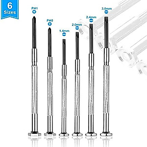 6PCS Mini Screwdriver Set, Precision Small Screwdriver Kit for Jewelry Watch Eyeglass Electronics Repair - Premium Screwdrivers with 6 Different Size Flathead and Phillips, Gadgets Tools for Home