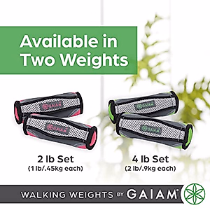Gaiam Hand Weights for Women & Men Soft Dumbbell Walking Hand Weight Sets with Hand Strap - Walking, Running, Physical Therapy, Aerobics - 2lb Set (2 x 1lb Weights)