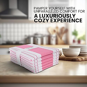 Candy Cottons Stripe Kitchen Towels Decor Mordern Design Centreband Dish Towels Boho Stripe Absorbent Festive Gift Set of 6 Pantry Reusable Kitchen Dish Towel|Easter Spring Decor 18x28 in |Pink
