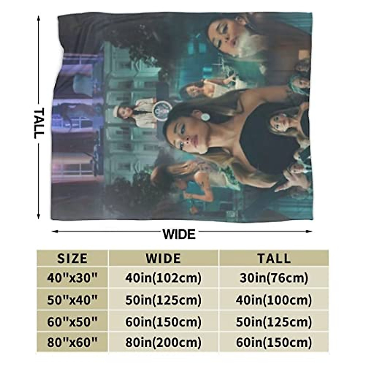 Ariana Grande Collage Blanket Pop Singer Soft Warm Flannel Throw Blankets for Bed Couch Sofa Bedroom Living Room Ariana Grande Merch Fans Gift 50x40 in