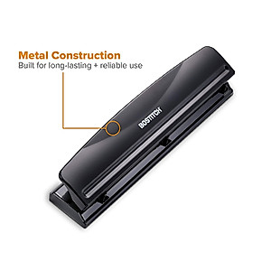 Bostitch Office 3 Hole Punch, Durable Metal,Rubber Base, 12 Sheets, Black (KT-HP12-BLK), 1 Pack