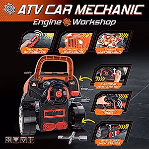 The Bubble Factory ATV Car Mechanic Engine Workshop Remote Control Car with Lights and Realistic Sound Effects - 3 Years+