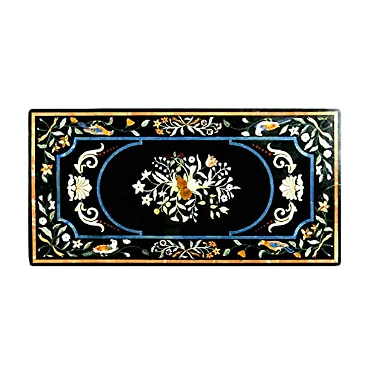 48 x 24 Inch Marble Dining Table, Eating Table, Breakfast Table, Dinner Table, Marble Patio Table, Rectangle Table, Garden Decor Table