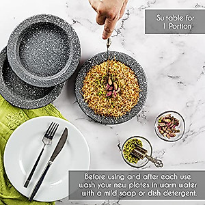 Kunefe Plate, Cooking and Serving Plates for Traditional Turkish Kunafa, Kadaifi, Kunafeh and Shredded Phyllo Kadayif Dough, Non-Stick Granite Dinnerware Tray, Dessert Plate Set of 3 (Small)