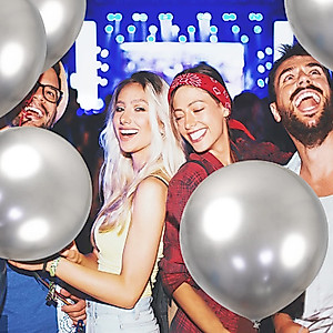 30pcs Silver Balloons 18 Inch Large Sliver Metallic Chrome Balloons Big Latex Balloons for Christmas Birthday Wedding Baby Shower Party Decorations