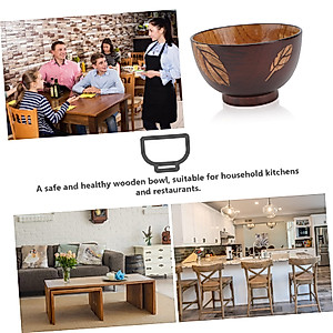 ABOOFAN 3 pcs leaves wooden bowl vegetable container pasta container rice bowls japanese Wooden Eating Bowl sushi rice bowl Wooden Salad Jujube wood Kitchen Wood Bowl Solid Wood Bowl salt