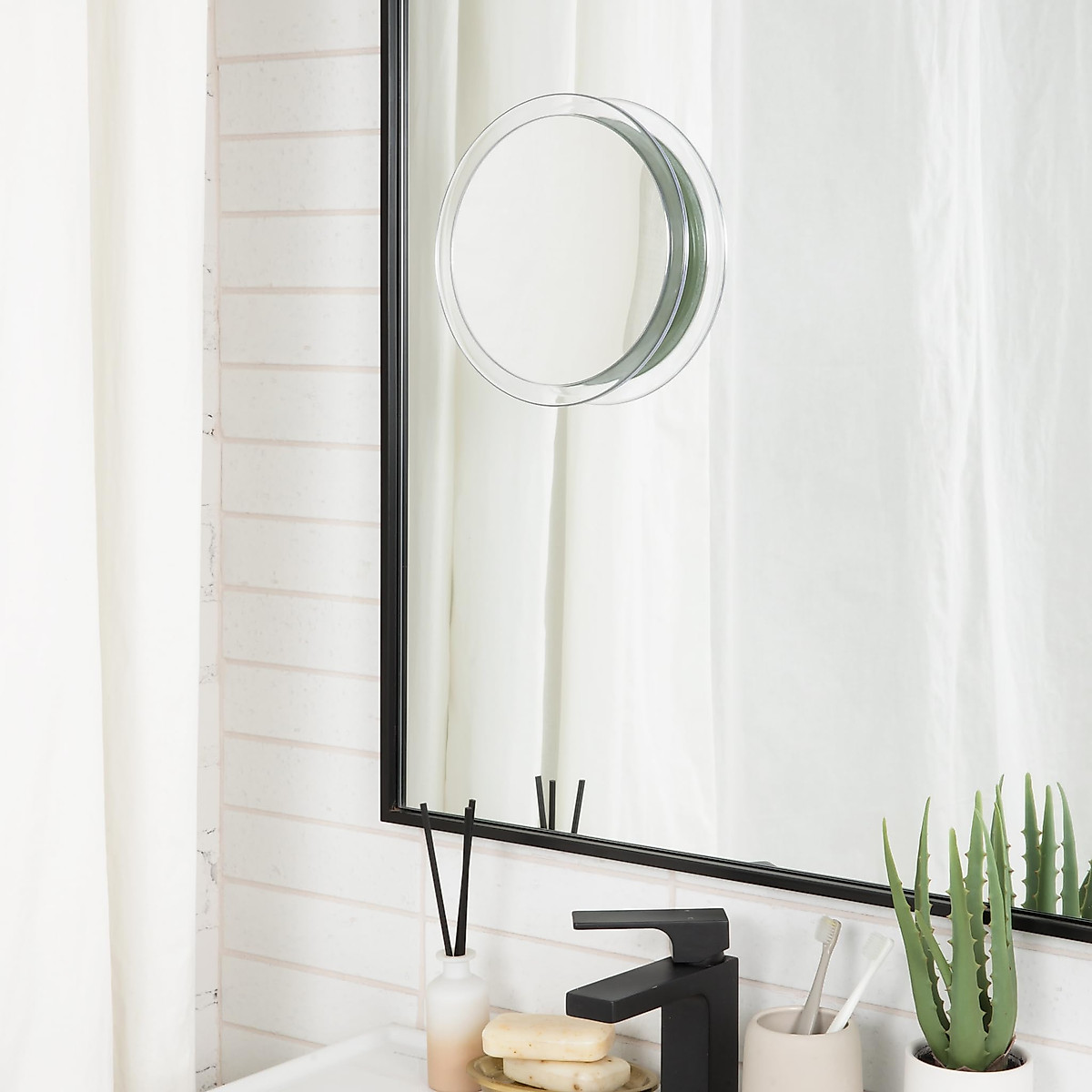 Jerdon Portable Travel Makeup Mirror – 9” Diameter Frame with 5X Magnification – Suction Cups Allow Wall Mounting – Travel Case Included – Model JSC5
