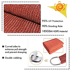 KANAGAWA Sun Shade Sail 20'X26' Rust Red Oversize Rectangle UV Block Canopy Awning Shelter Fabric Cloth Screen with Shade Sail Hardware Kit for Outdoor Patio Garden Backyard