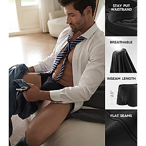 DAVID ARCHY Men's Underwear Micro Modal Dual Pouch Trunks Support Ball Pouch Bulge Enhancing Boxer Briefs for Men 3 or 4 Pack(XL,Black)