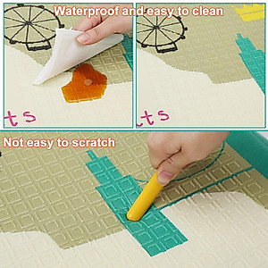 78" X 70" Baby Play Mat Floor Mat Foam Playmat, Non-Toxic Foldable Waterproof Crawling Mat for Toddlers and Infants