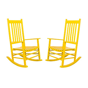 Shine Company Vermont Rocking Chairs, Outdoor Front Porch Rocker Set of 2, Lemon