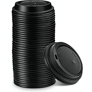 PaperMade Black Disposable Coffee Cup Lids (1000 Lids) - Resealable Dome Lids For Hot Or Cold Beverage Cups, 1 Case Fits Most 10 oz, 12oz, 16oz, 20oz Cups | Perfect For Travel, Coffee Shops & Take Out