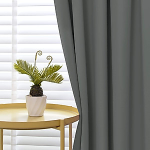 Yakamok Thermal Insulated Light Blocking Blackout Curtains for Bedroom, Room Darkening Rod Pocket Window Drapes for Living Room (52Wx72L,Dark Grey,2 Panels)