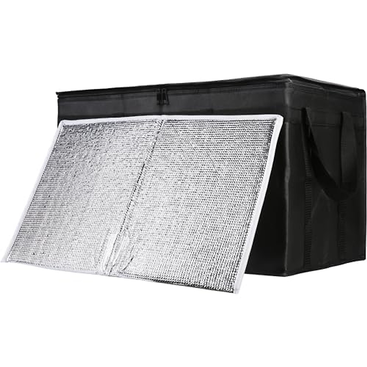 CIVJET 1-Pack Insulated Food Delivery Bag with Hard Bottom, XXX-Large Commercial Food Warmers for Uber Eats/Doordash, Insulated Reusable Grocery Cooler/Hot Bags, Tote Bag for Shopping/Travel, Black