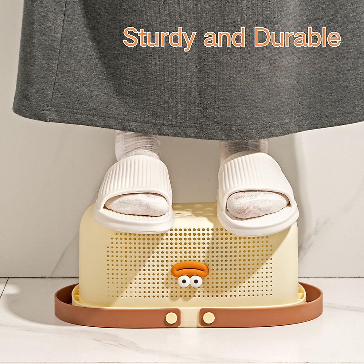 FlamingWind Large Shower Caddy Basket, Portable Plastic Storage Basket with Soft Silicone Handles for Soap and Shampoo, Shower Storage Organizer Tote for Bathroom, College Dorm (Cream)