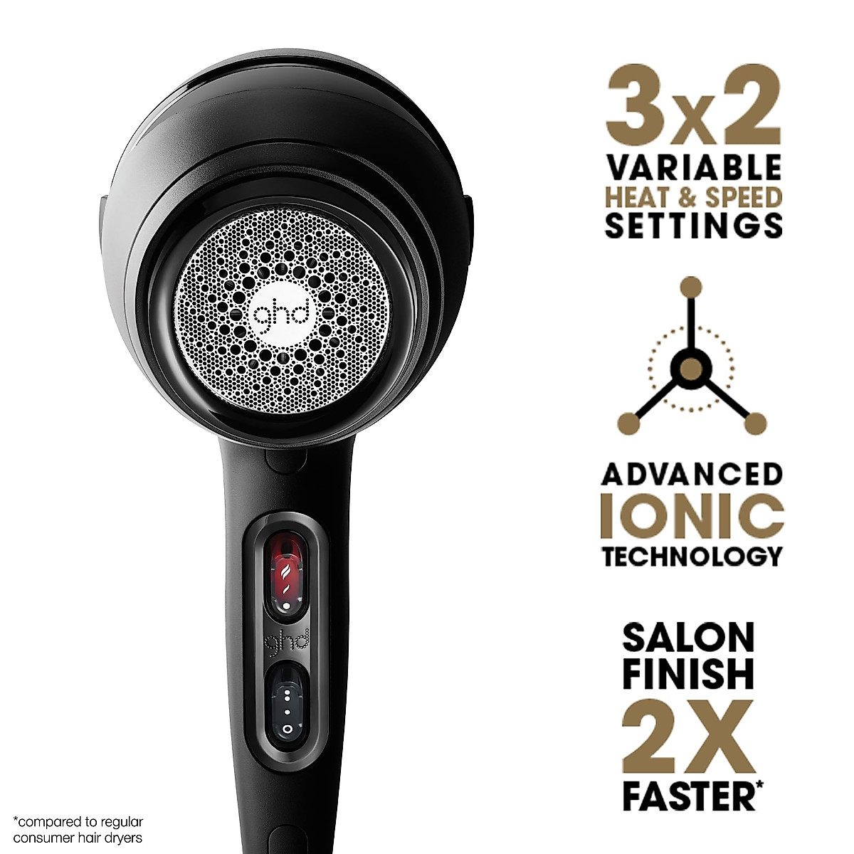 ghd Air Professional Blowout Duo — 1600w Hair Blow Dryer (Black) and The Blow Dryer Ceramic Vented Round Brush - 1.3 inch Barrel, 35mm Barrel, Size 2 (Black)
