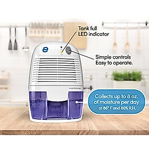 Whisper-quiet Eva-Dry EDV-1100 16 OZ Dehumidifier with Auto Shut Off for Home, Bedroom 1100 cubic feet (225 sq. ft), Bathroom, Kitchen, RV, and Closet - Small Dehumidifiers to Remove Moisture