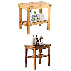 VaeFae Bamboo Shower Stool and Teak Shower Bench for Inside Shower