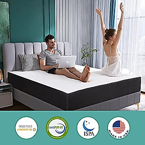 King Size Mattress,12 Inch Bamboo Charcoal Cooling Gel Memory Foam Mattress in a Box,Medium-Firm Mattress Made in USA,Pressure Relief & Temperature Regulation,Fiberglass-Free,CertiPUR-US Certified
