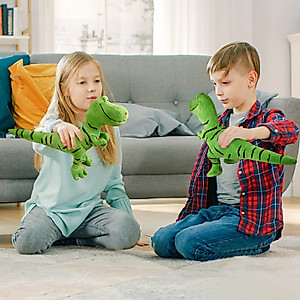 Hcdoujoy Green Small Plush Dinosaur Toy Plush Dinosaur Animal Stuffed Toy, Tyrannosaurus Rex Dinosaur Toy for Girls Boys Birthday Gifts Christmas Children's Day Gifts, 11×5×13.9"