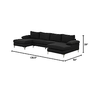Casa Andrea Milano Luxury Modern Large Boucle U-Shape Sectional Sofa, Double Extra Wide Chaise Lounge Couch