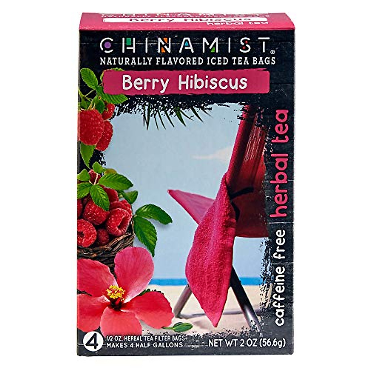 China Mist Iced Tea – Berry Hibiscus Herbal Tea Infusion – Refreshing and Delicious – Each Tea Bag Yields 1/2 Gallon – 4 bags.