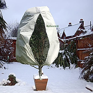Refasen Plant Covers Freeze Protection,90”H X75”W 2.2oz Frost Blankets for Outdoor Plants Frost Cloth with Zipper Drawstring-Protect Trees Shrubs from Cold Frost Wind Pest