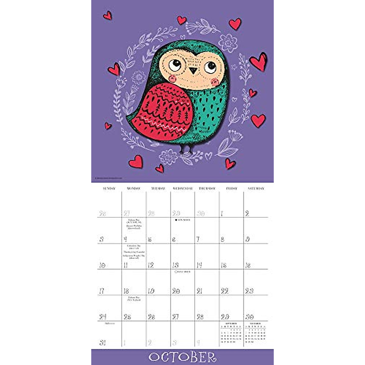 2021 Simply Owls 16-Month Wall Calendar
