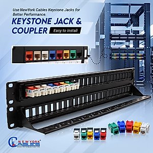 NewYork Cables® Blank Keystone/Patch Panel Network Patch Panel for Data Centers, Offices, and Server Rooms (Unloaded, 48 Port Patch Pannel Unloaded)