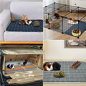 BNOSDM 4 Pack Guinea Pig Cage Liners Washable Mats Reusable Guinea Pig Pee Pads Waterproof Absorbent Bedding Liner for Hamsters Rats Bunny Rabbits Small Animals (Gray Plaid)