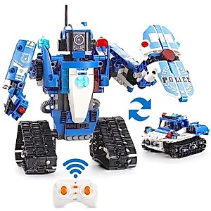 BARY'S Building Robot Remote Control Kit Creation STEM Kids Education 2 in 1 Police Car RC Discovery DIY Science Toy Experiment Assembly Robotics Set Boys & Girls 6+ Gift 556 Pieces to Build